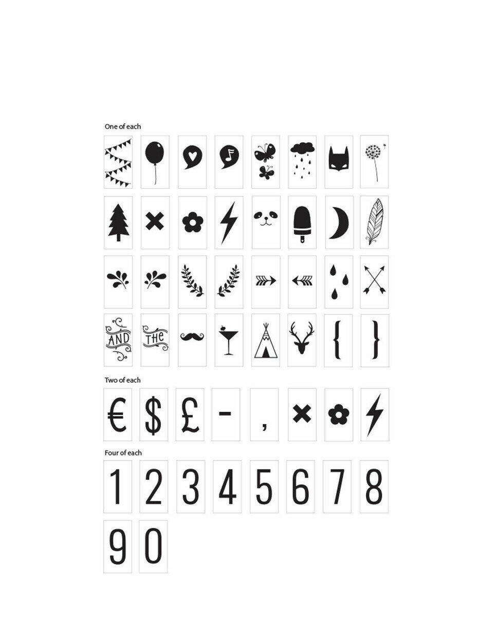 Lightbox Symbol Set - Numbers & Symbols, 8,00